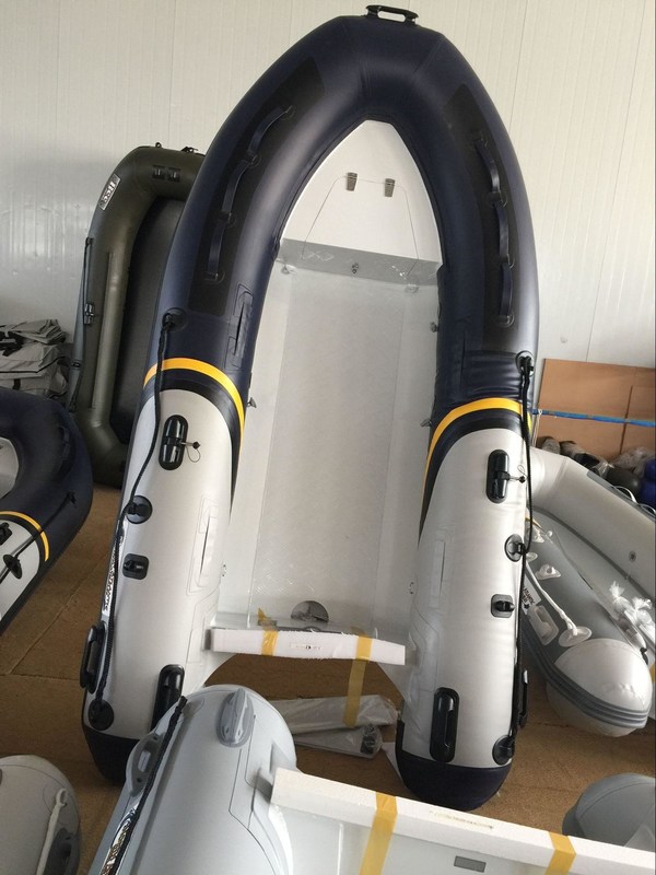 Aluminum hull 3 person inflatable boat with big bow locker in PVC or ...